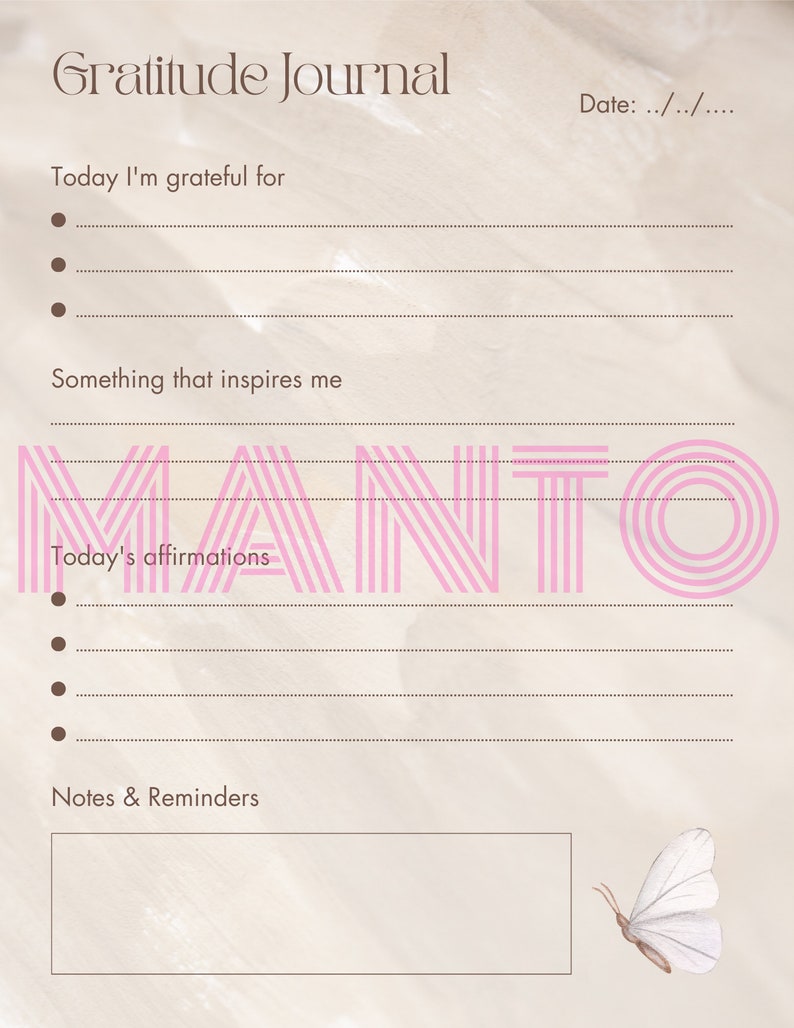 Easy Printable Gratitude Journal Digital Planner, Daily Reflection ...