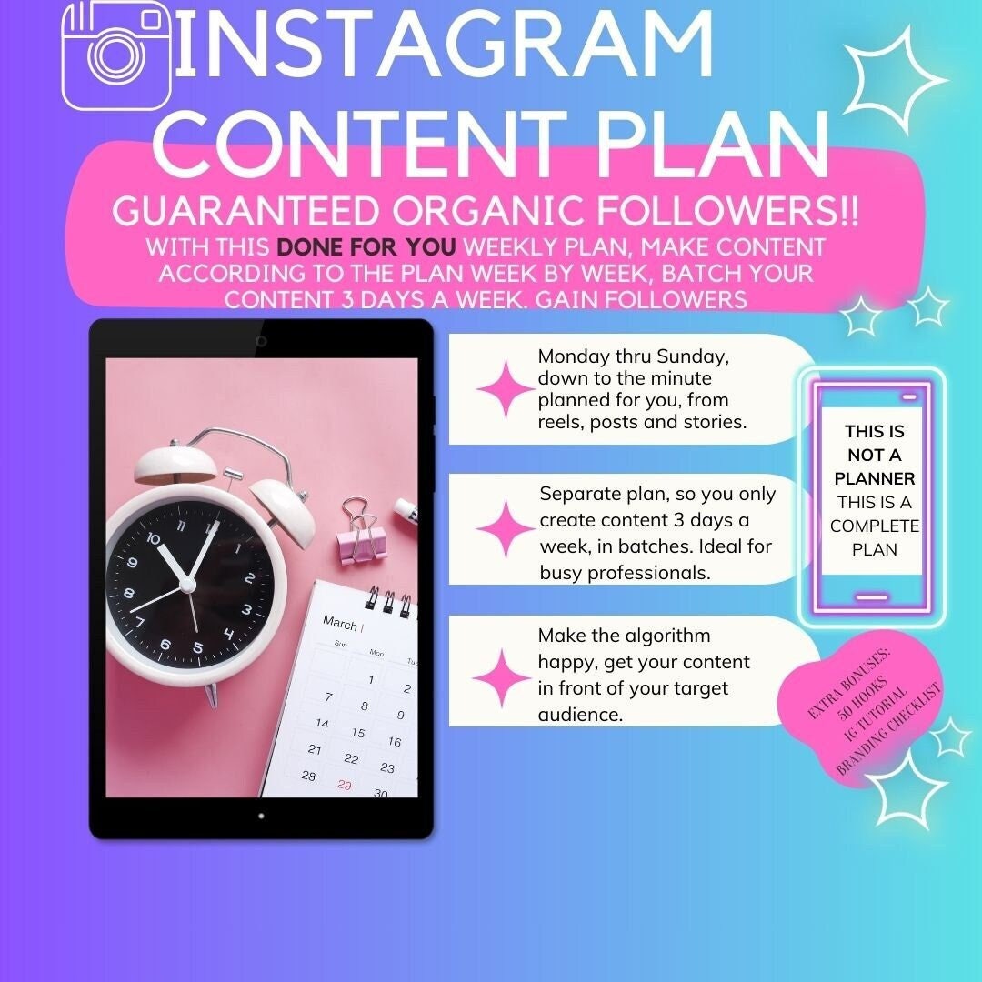 Instagram Content Plan, What to Post, Social Media Posting Plan ...