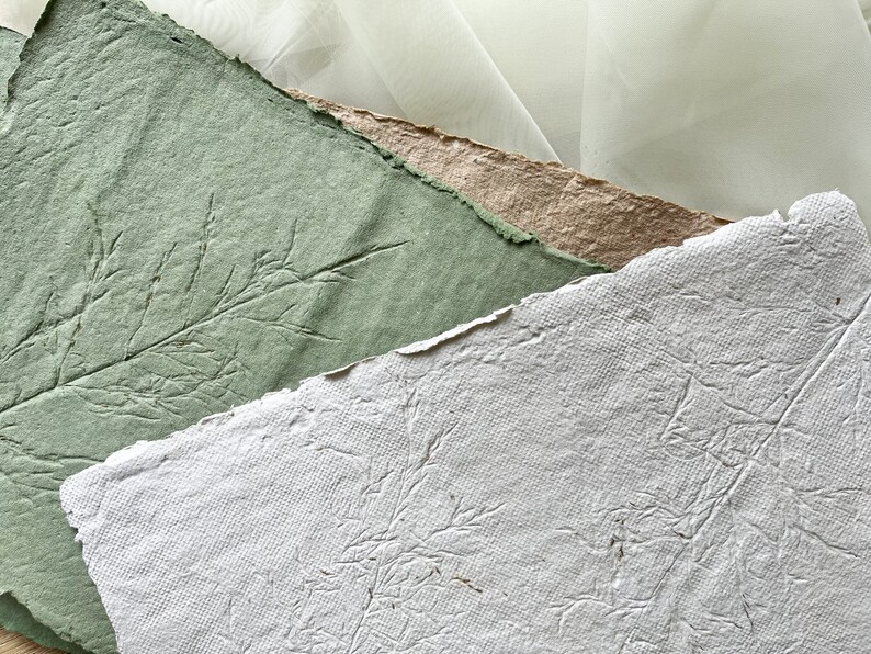 Handmade Paper Sheet Set of 10 for Craft, Naturally Recycled Deckle ...