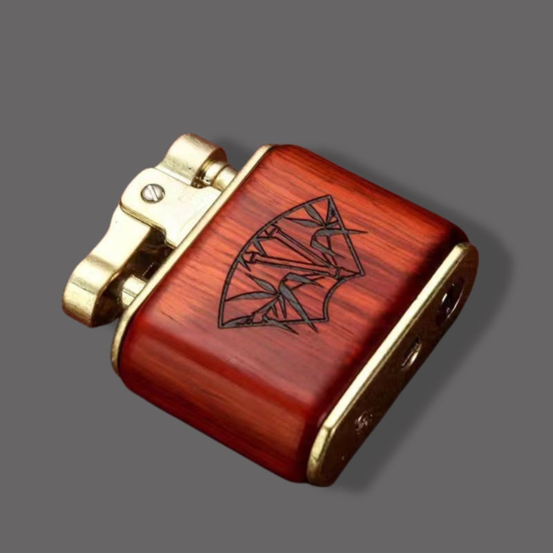 Antique Metal Brass Wood Lighter Smoking Vintage Lighters Retro Smoking ...