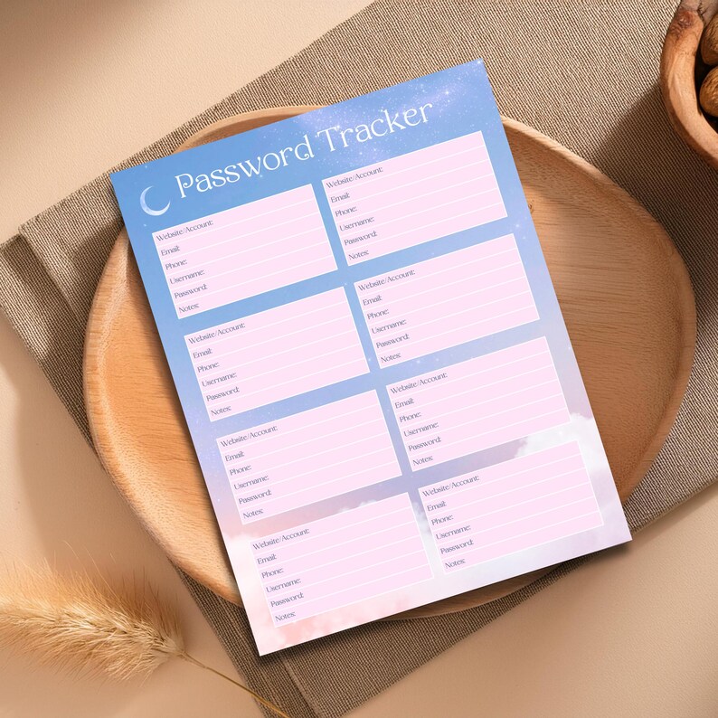 Printable Password Log Tracker, Password Sheet, Track Passcodes PDF ...