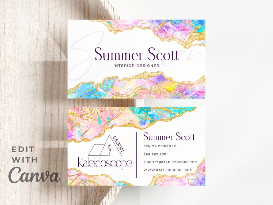 Editable Double Sided Business Card Template, DIY Printable Business ...