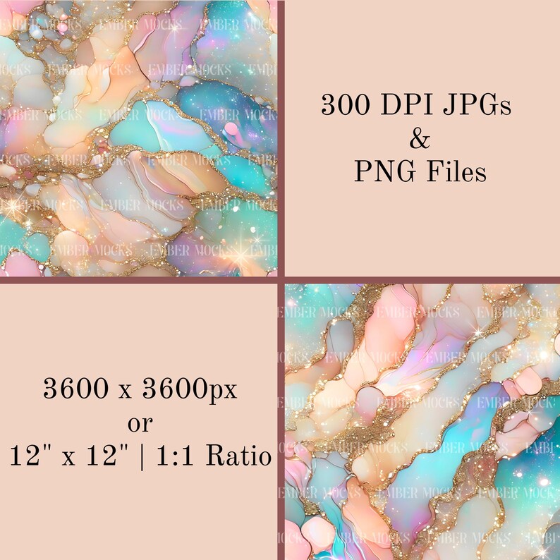 Pastel Geode Digital Papers, Printable Scrapbook Backgrounds, Soft ...