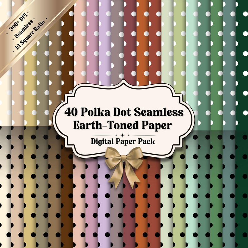 Rich Earth-tone Digital Papers: Polka Dot Paper Set, Printable Junk ...