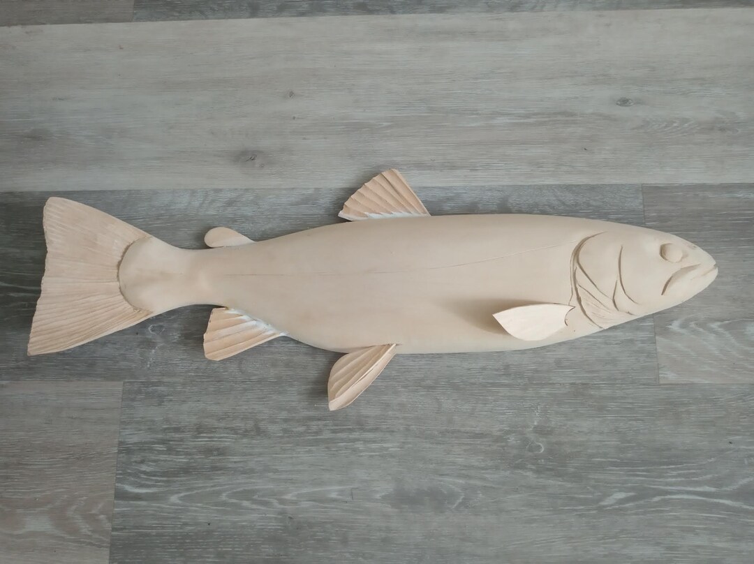 Trout 3D Carved Fish Blank, 11-15 Inches 3D Wooden Fish Blank, One Side ...