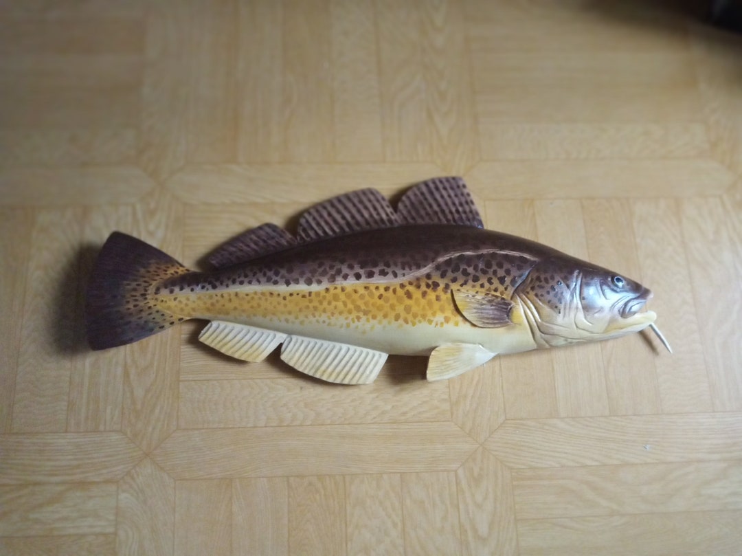 Atlantic Cod, Gadus Morhua, Cod, 11-15 Inch 3D Wall Wooden Fish, Carved ...