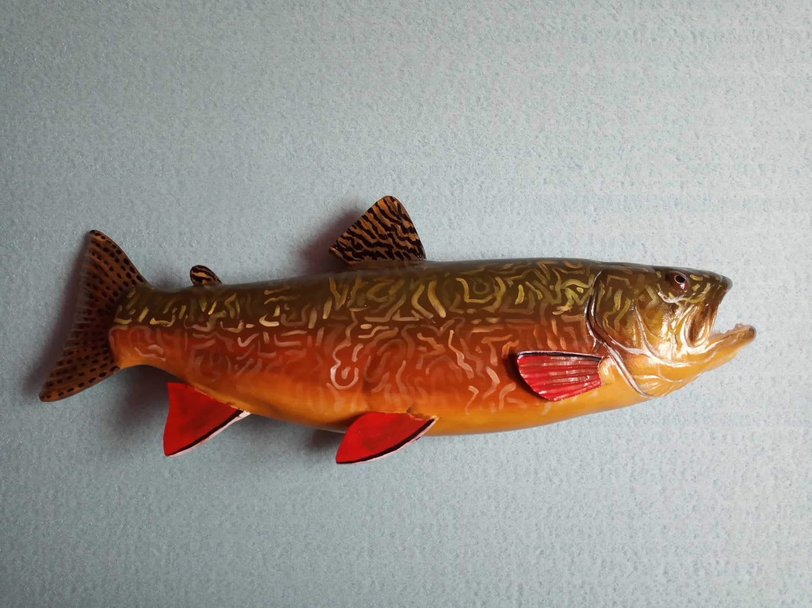 Orange Tiger Trout,16-20 Inches 3D Wall Wooden Fish, One Side Hand ...