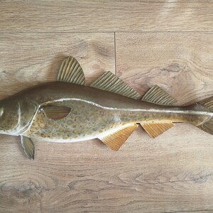 Atlantic Cod, Gadus Morhua, Cod, 11-15 Inch 3D Wall Wooden Fish, Carved ...
