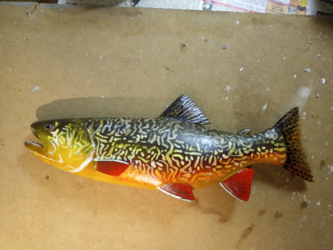 Orange Tiger Trout,16-20 Inches 3D Wall Wooden Fish, One Side Hand ...