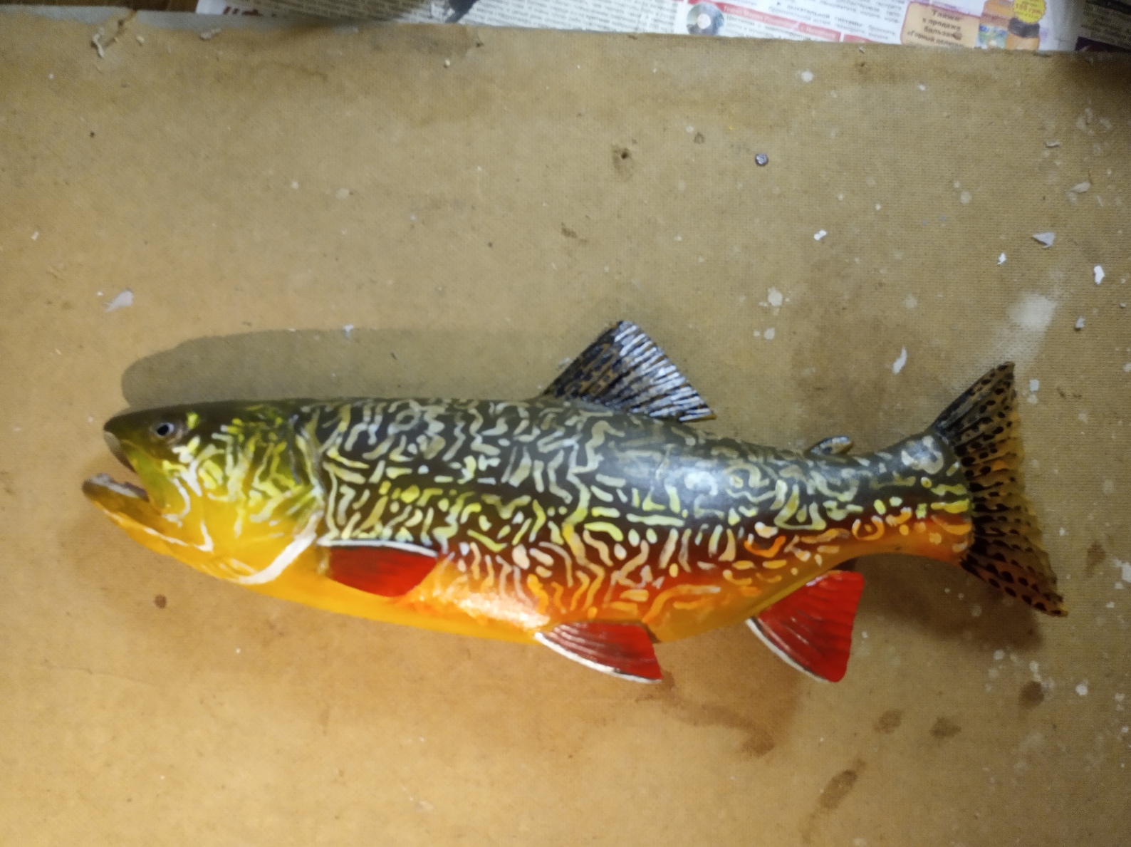 Orange Tiger Trout,16-20 Inches 3D Wall Wooden Fish, One Side Hand ...