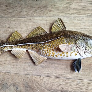 Atlantic Cod, Gadus Morhua, Cod, 11-15 Inch 3D Wall Wooden Fish, Carved ...