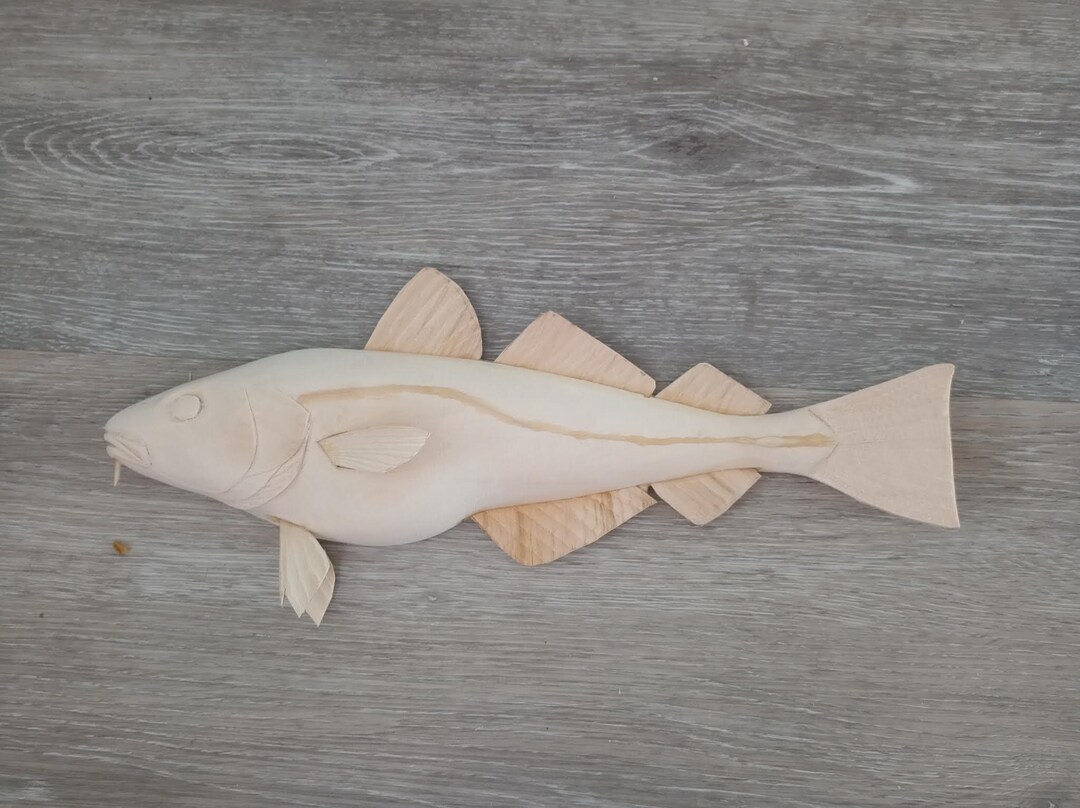Cod 3D Carved Fish Blank, 11-15 Inches 3D Wall Wooden Fish Blank, Wall ...