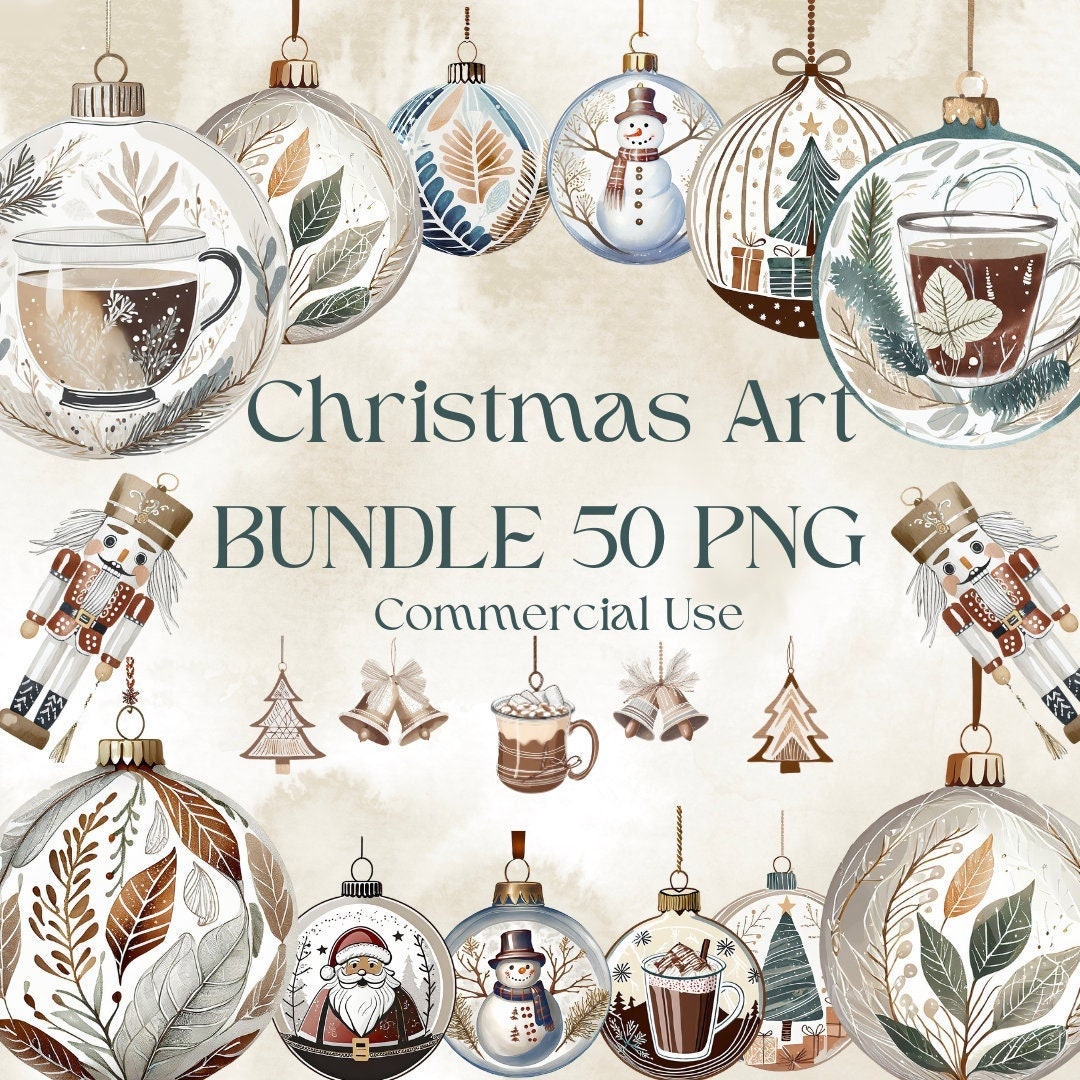 Watercolor Boho Gold Christmas Clipart Commercial Use - Etsy