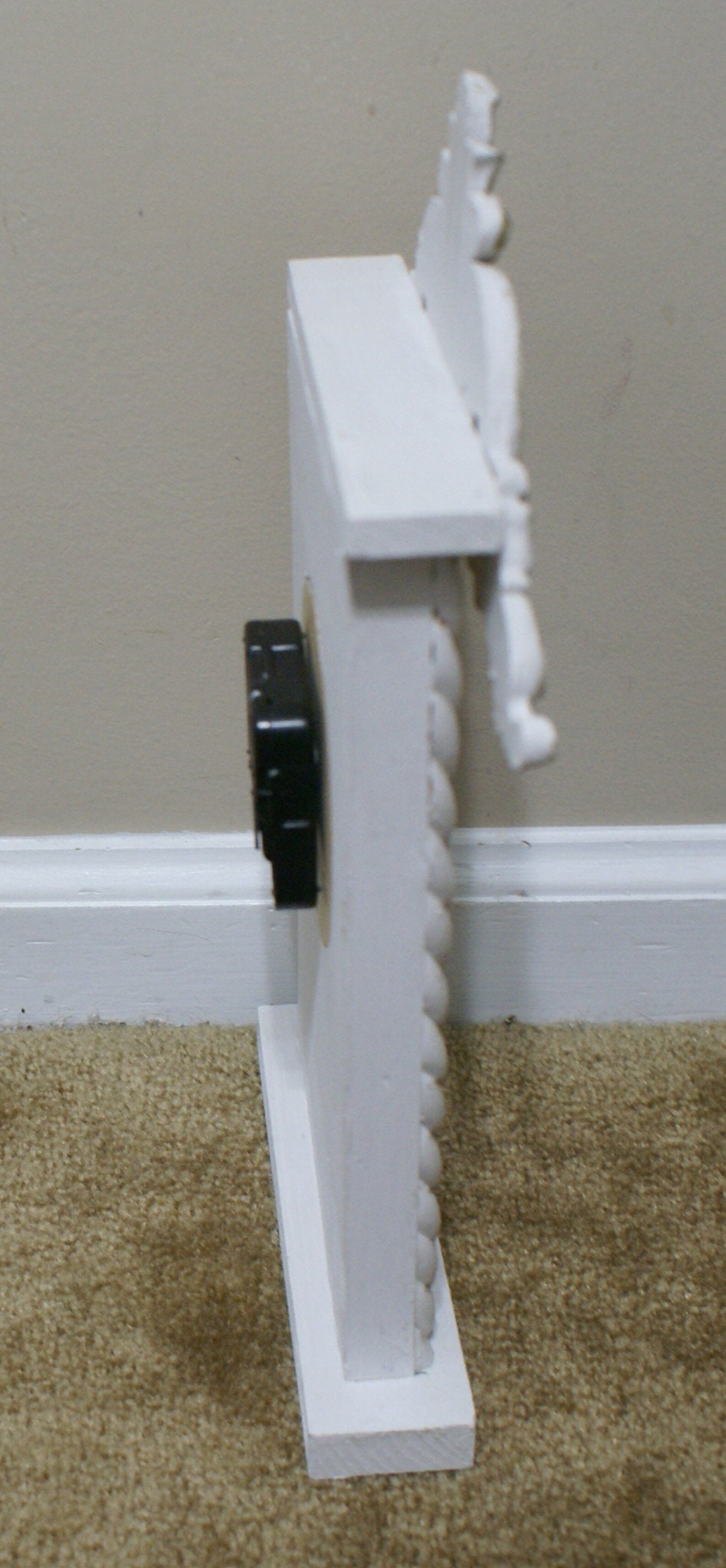 Shelf Clock Wood Battery Operated Hand Painted Decorated White With ...