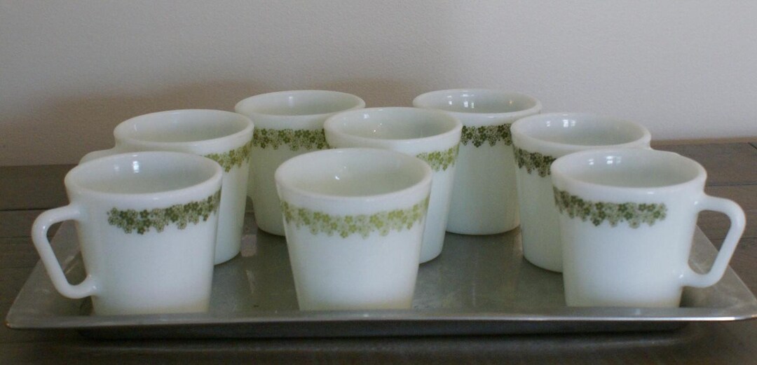 Pyrex Coffee Mugs Set of 8 Vintage Spring Blossom Green #1410 - Etsy