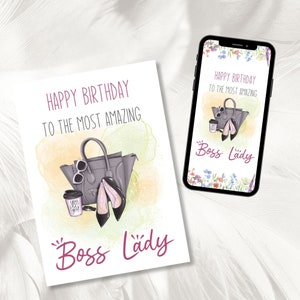 Boss Lady Birthday Card: Printable Greeting Card (PDF) - Etsy
