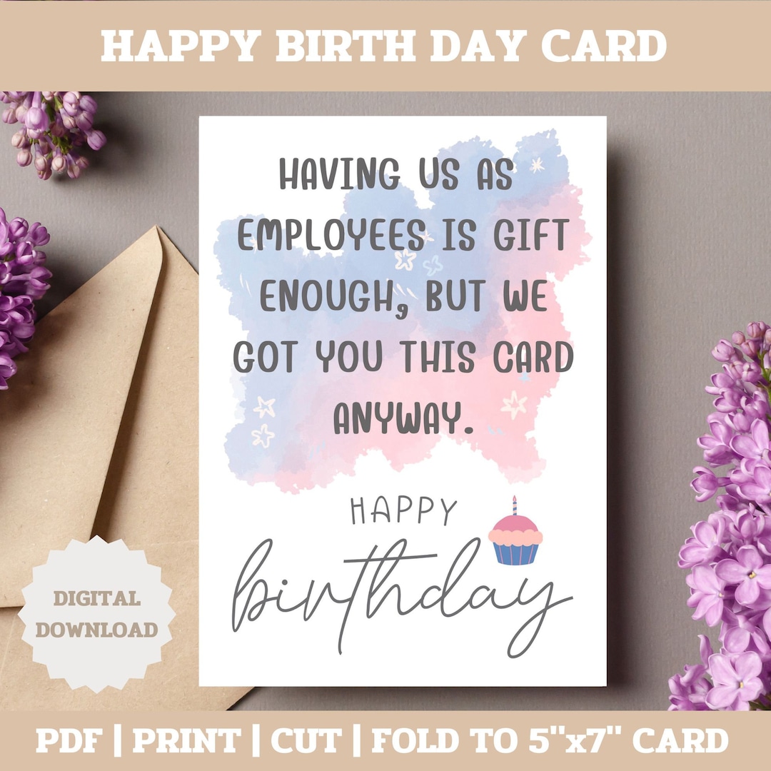 Funny Happy Birthday Boss Card, Funny Birthday Card, Birthday Printable ...