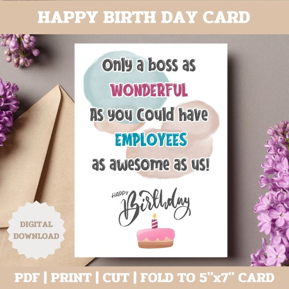 Printable Birthday Cards For Boss Digital & Printable Custom Birthday