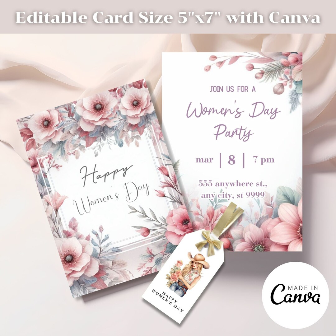 Happy Women's Day Card, Editable Women Card, Women Card, Women's Day ...