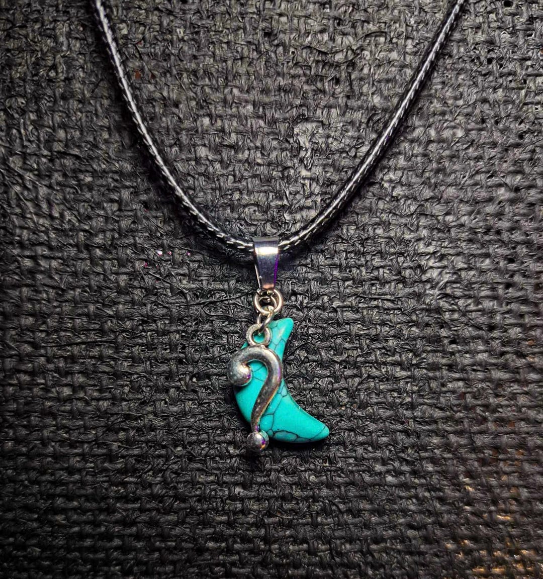 Tipper Question Mark Necklace With Turquoise Crescent Moon - Etsy