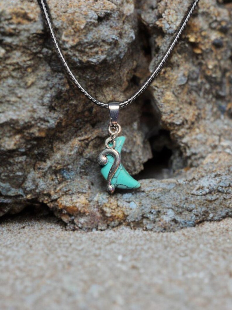 Tipper Question Mark Necklace With Turquoise Crescent Moon, Festival ...