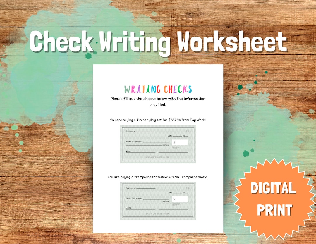 Printable Kids Check Writing Worksheet Learn Money Skills at Home ...