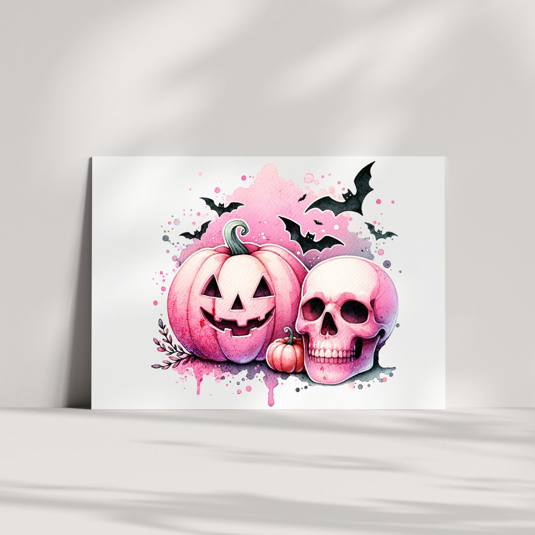 Cute Pink Halloween Decor Pink Jack-o-lantern and Pink Skull Printable ...