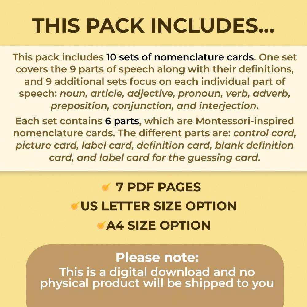 Montessori Grammar Symbols Parts of Speech Montessori Grammar 3 Part ...