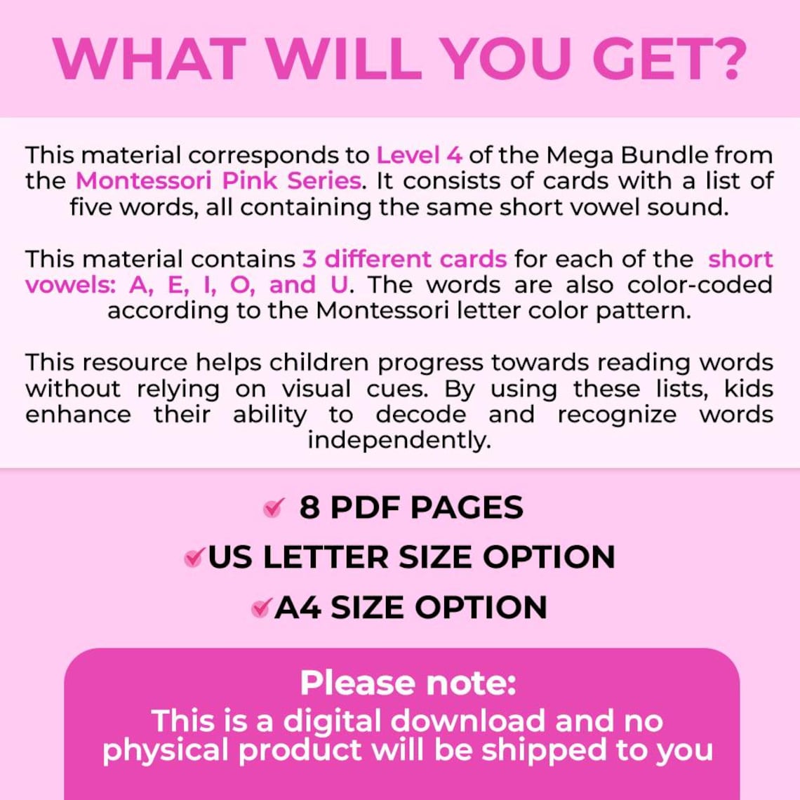 Montessori Pink Series Words Lists Pink Series Montessori CVC Words ...