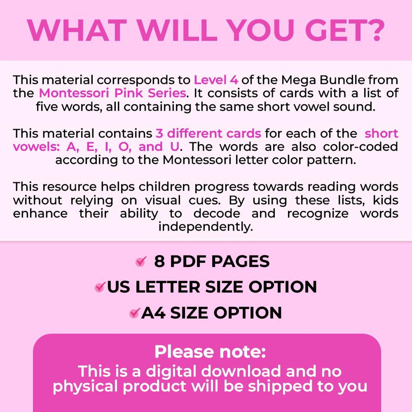 Montessori Pink Series Words Lists Pink Series Montessori CVC Words ...