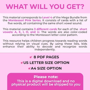 Montessori Pink Series Words Lists Pink Series Montessori CVC Words ...