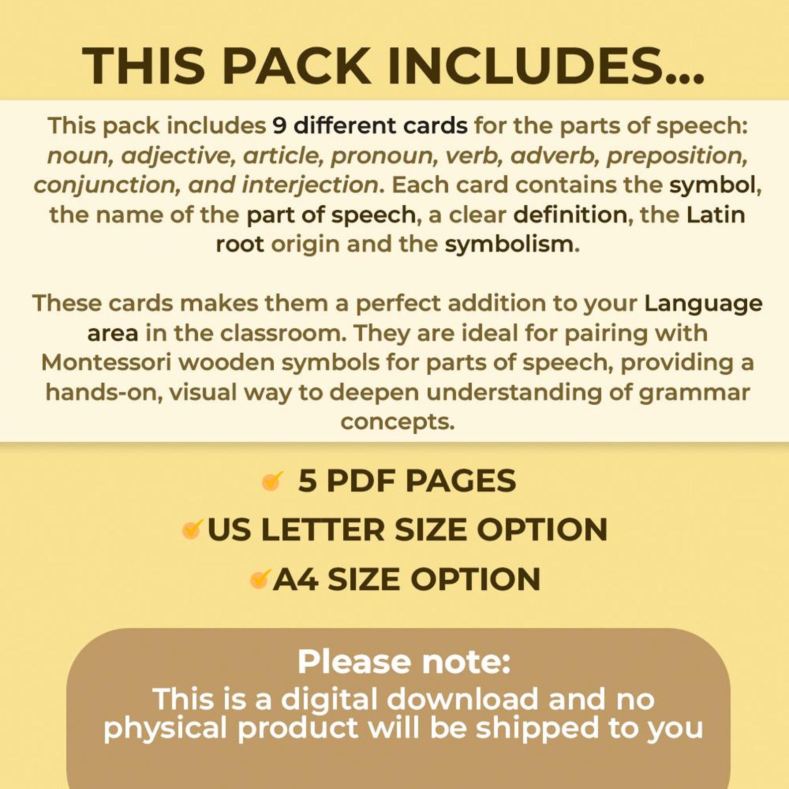 Montessori Grammar Language Printable Montessori Symbols Parts of ...