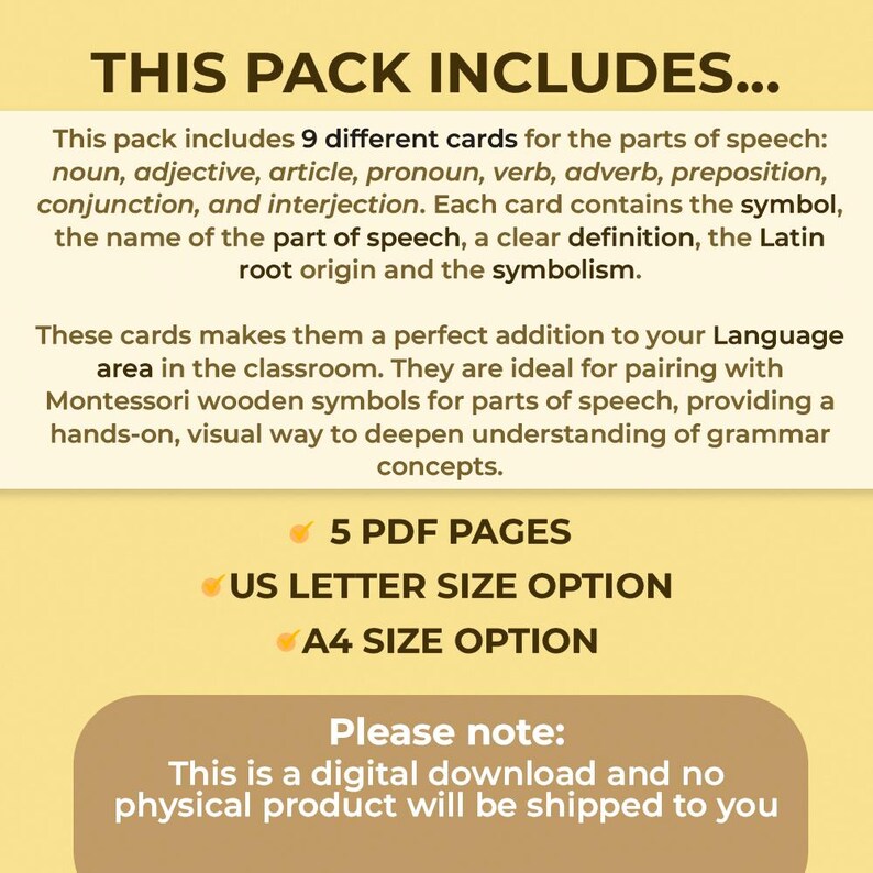 Montessori Grammar Language Printable Montessori Symbols Parts of ...