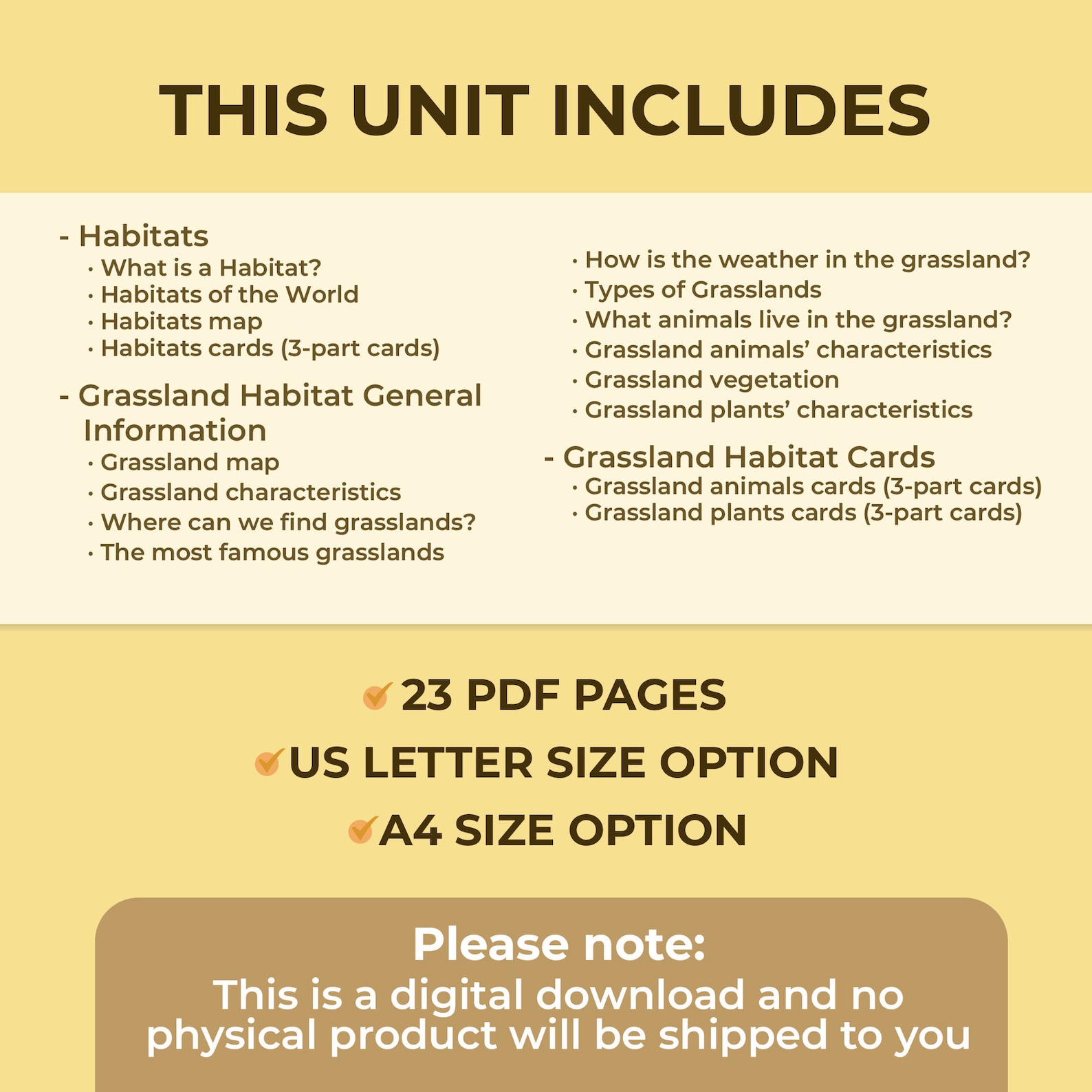 Grassland Habitat Unit Study Grassland Biome Grassland Animals ...