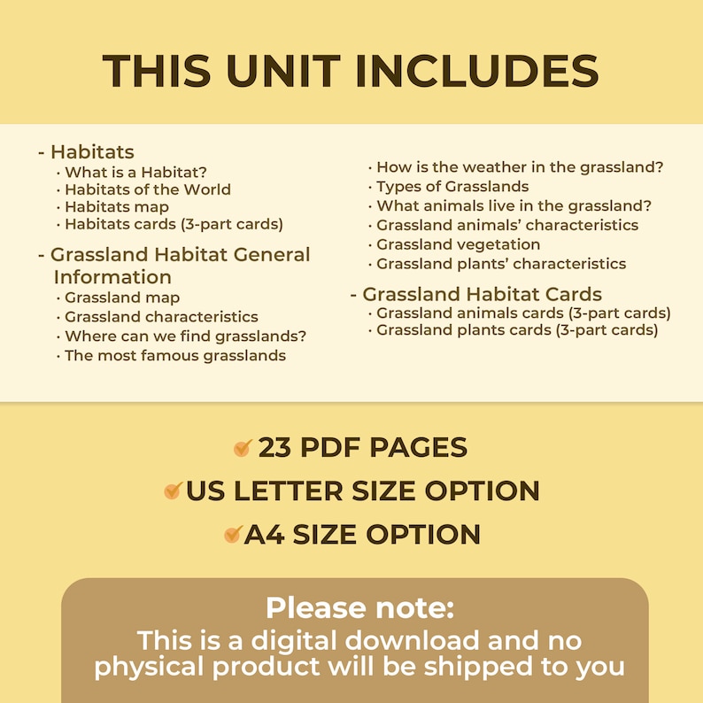 Grassland Habitat Unit Study Grassland Biome Grassland Animals ...