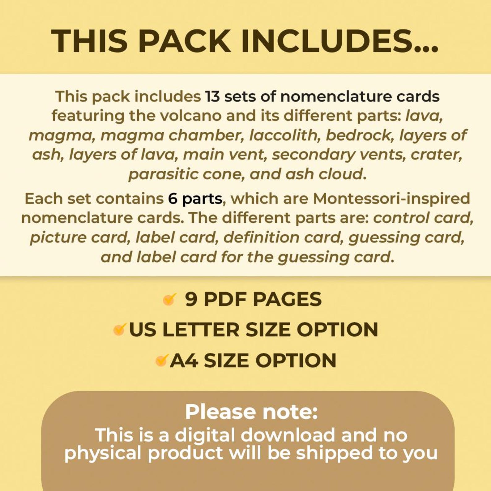 Parts of a Volcano Nomenclature Cards Montessori Volcano Labeled ...