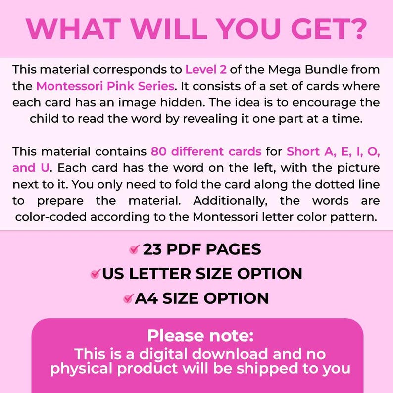 Montessori Pink Series Read and Reveal Pink Series Montessori CVC Words ...