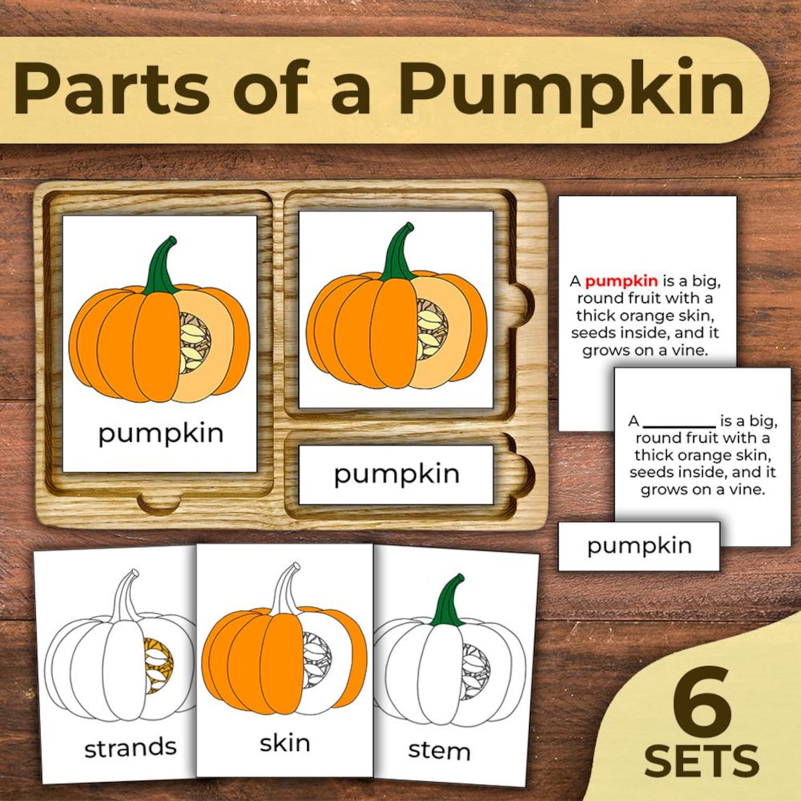 Parts of a Pumpkin Anatomy 3 Part Cards Pumpkin Nomenclature Cards ...