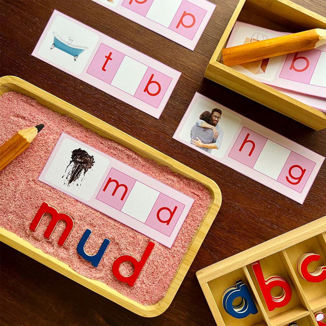 Montessori Pink Series Writing CVC Words Cards Pink Series CVC Cards ...