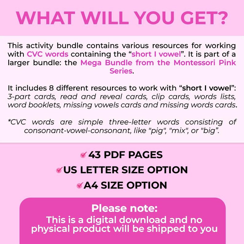 Short I Vowel Short Vowel I Activity Short Vowels Activities Short I ...