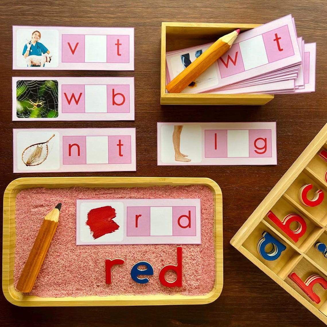Montessori Pink Series Writing CVC Words Cards Pink Series CVC Cards ...