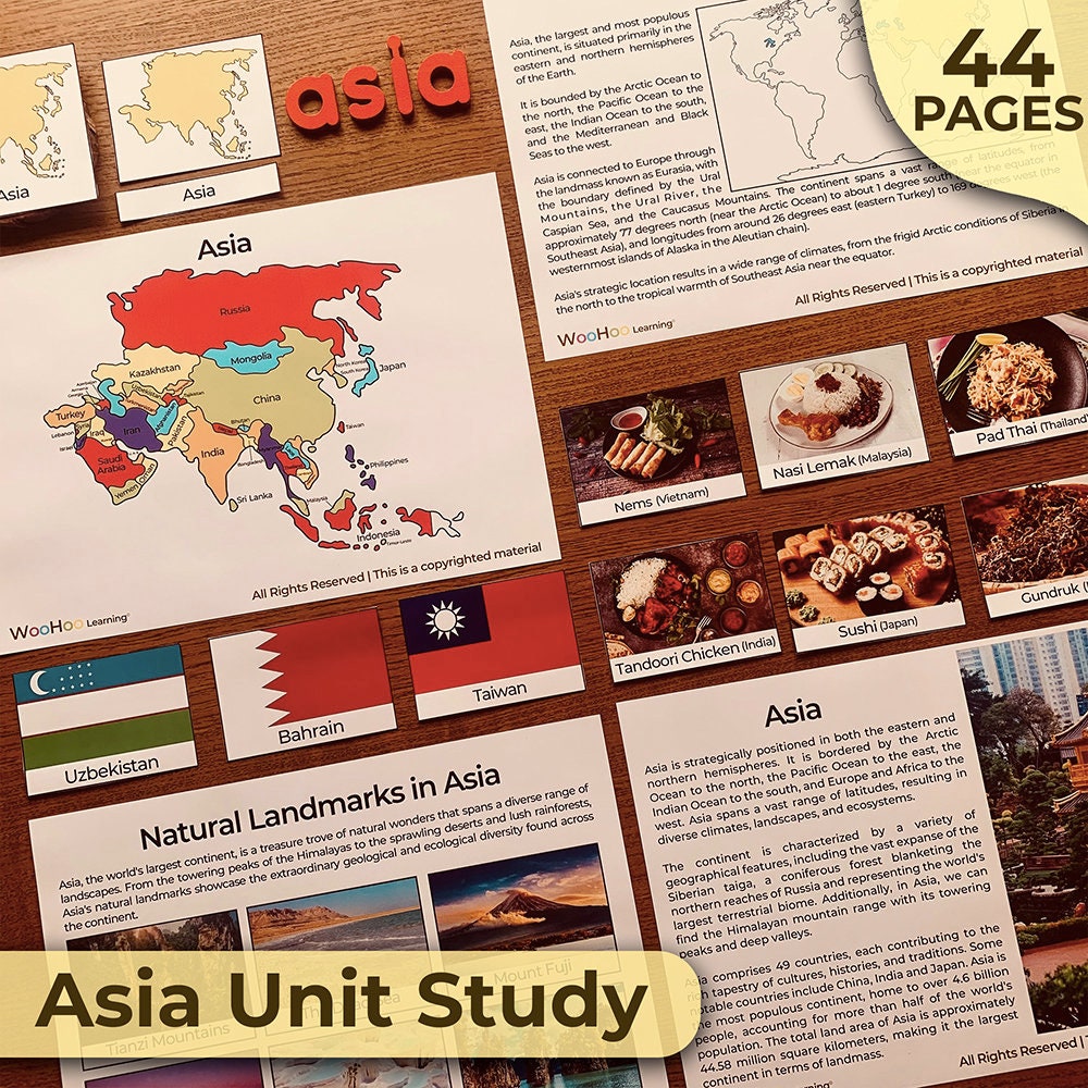 Asia Continent Unit Study Asia Flags Bundle Asia Geography Unit ...
