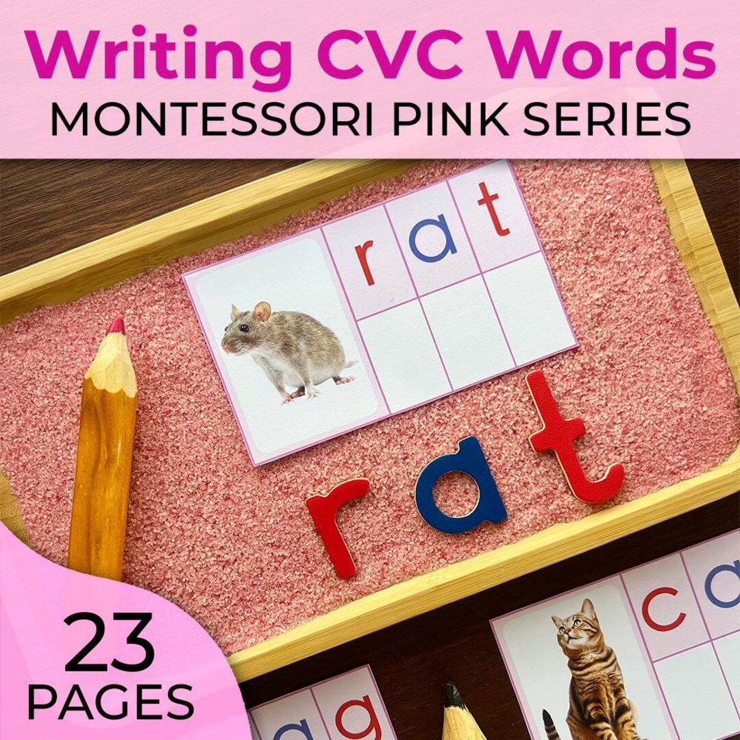 Montessori Pink Series Writing Pink Series Cards Montessori CVC Words ...