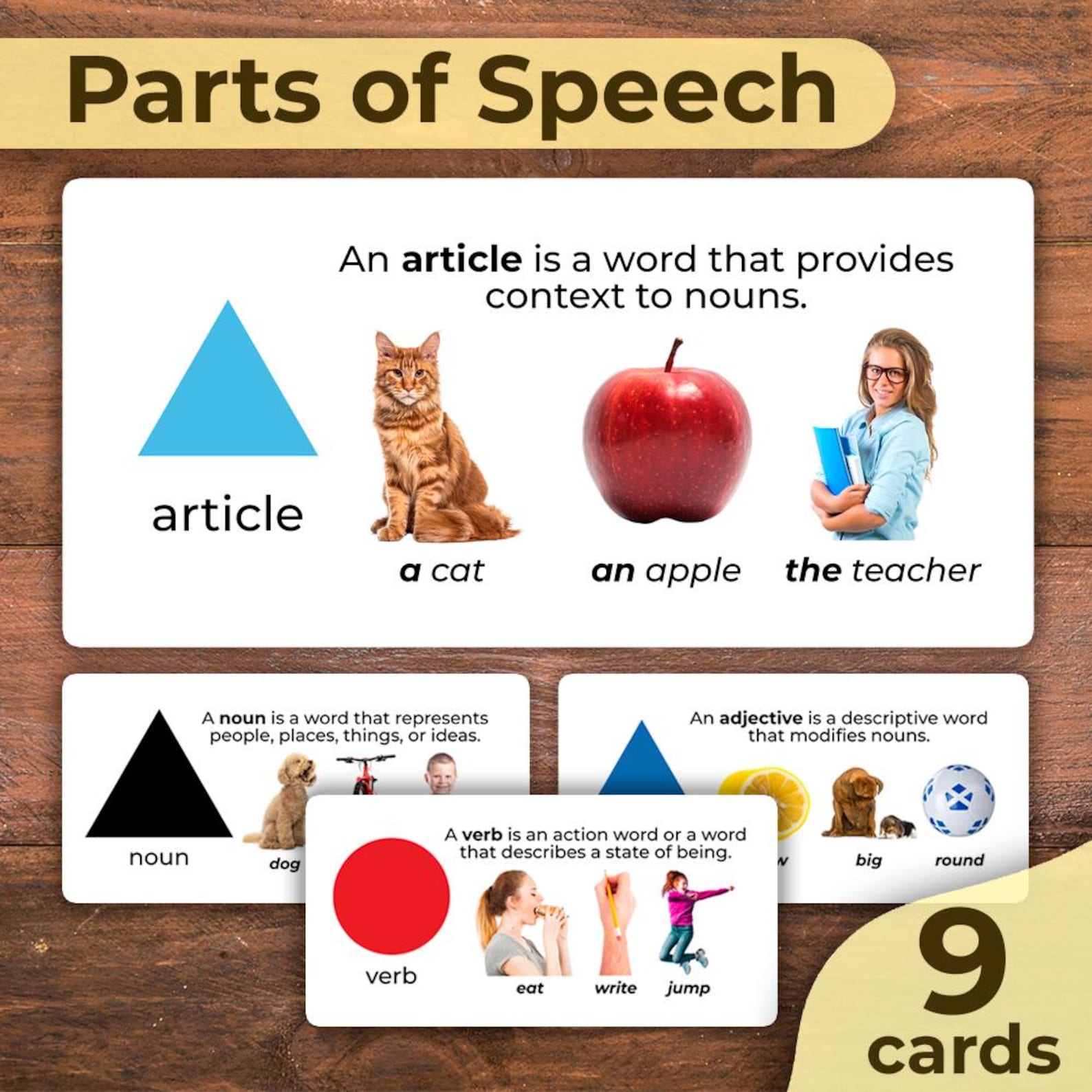 English Parts of Speech Grammar Cards Parts of Speech Activity ...