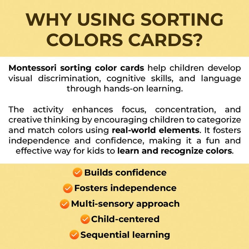 Color Sorting Activity Montessori Sorting Color Cards Matching Colors ...