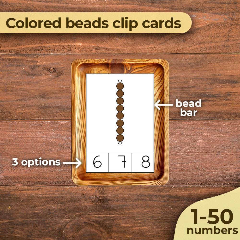 Montessori Beads Clip Cards Montessori Colored Beads Printable ...