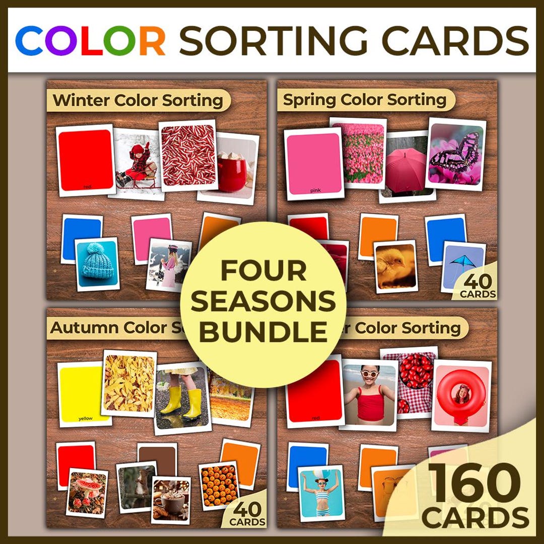 Four Seasons Matching Activity Bundle Color Sorting Activity Game ...