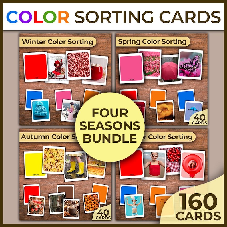 Four Seasons Matching Activity Bundle Color Sorting Activity Game ...
