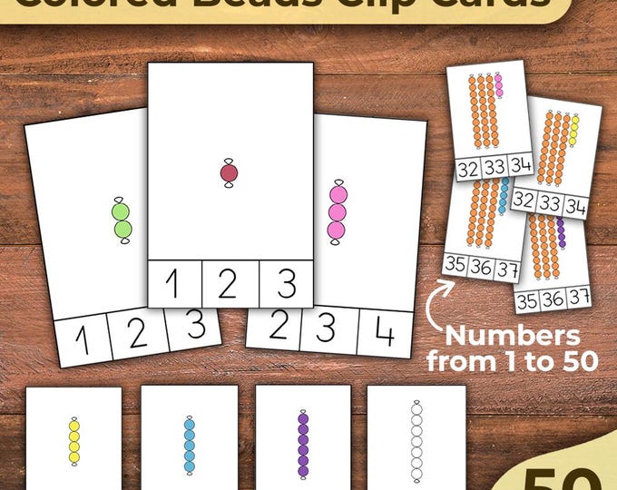 Montessori Beads Clip Cards Montessori Colored Beads Printable ...