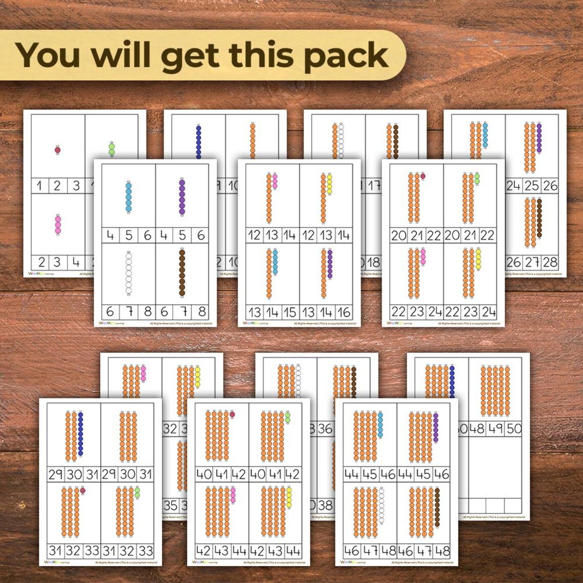 Montessori Beads Clip Cards Montessori Colored Beads Printable ...